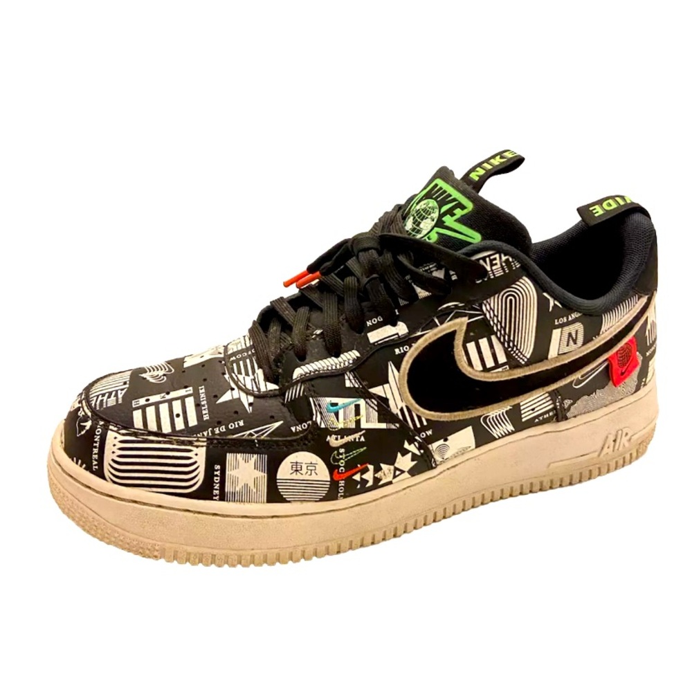Nike Air Force 1 worldwide pack AOP logo print sneake… - Gem